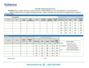 Provider add & remove form with services – Fillable – Reliance eHealth ...